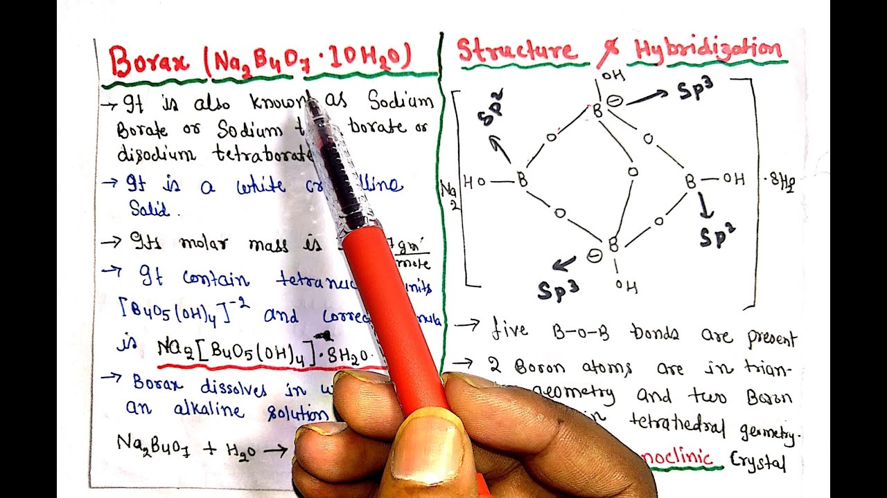 Borax (Na2B4O7•10H2O) || Properties || Structure & Hybridization ...