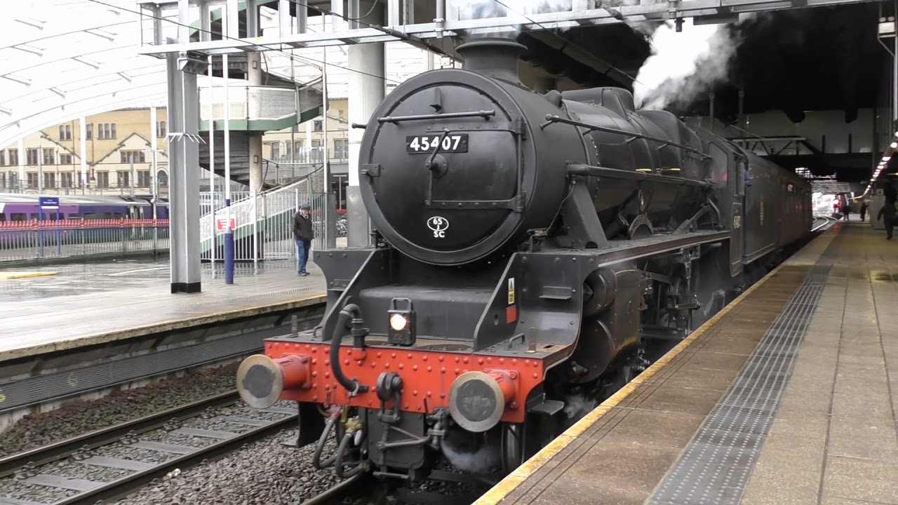 LMS Black 5 45407 L/E move Carnforth to The ELR at Man Vic Thursday 04 ...