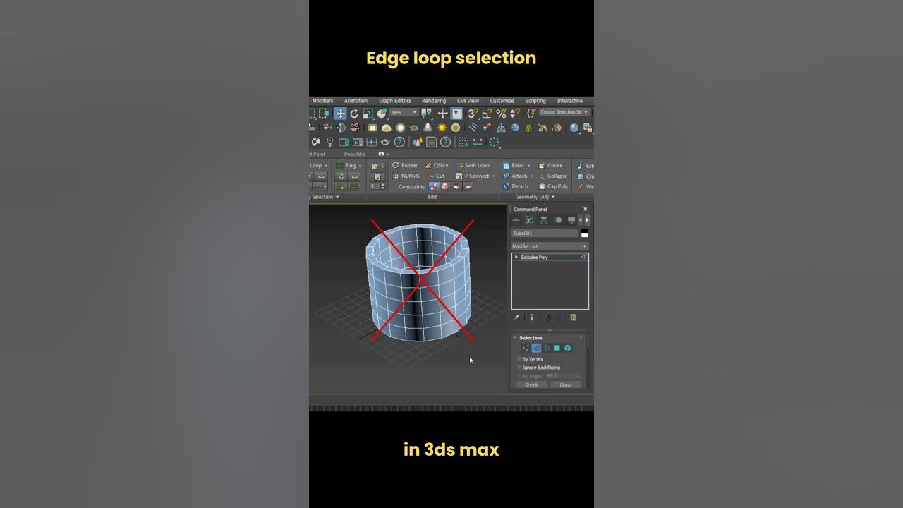 Edge loop selection in 3ds max #shorts #3dsmax #edge #loop - YouTube