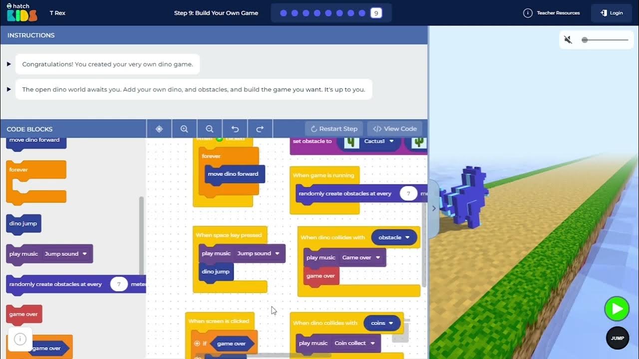 T-Rex - Hour of Code - Step 9 Walkthrough - YouTube