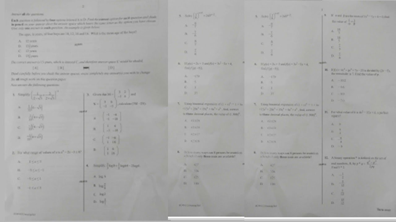 WASSCE 2021 Elective mathematics paper 1 questions 11 to 20 - YouTube
