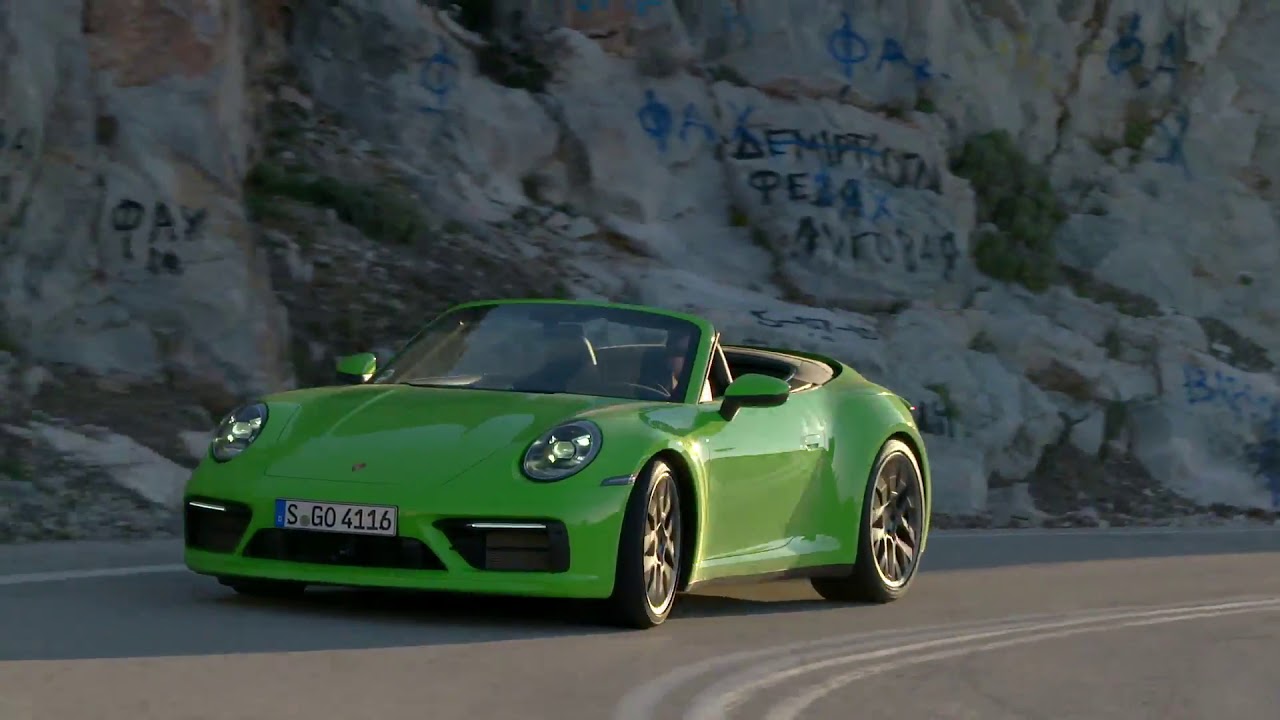 Porsche 911 Carrera 4S Cabriolet in Lizard Green Driving Video - YouTube