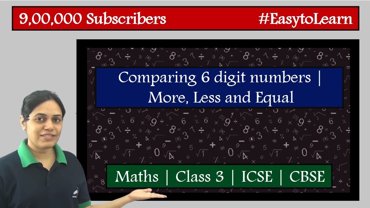 Comparing 6 Digit Numbers More Less And Equal Class 3 ICSE Comparing 6 Digit Numbers More Less And Equal Class 3 ICSE