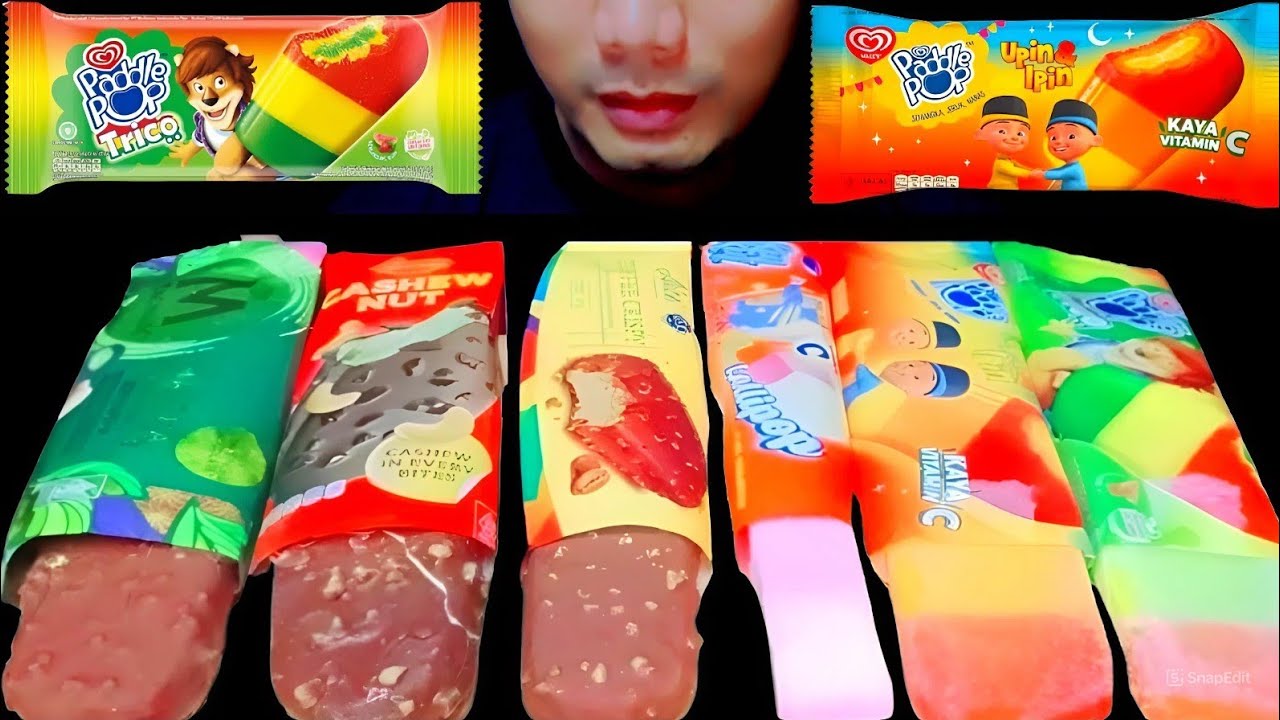 ASMR ICE CREAM PADDLE POP 🌈 🩷PADDLE POP UPIN AND IPIN, TRICO, MAGNUM ...