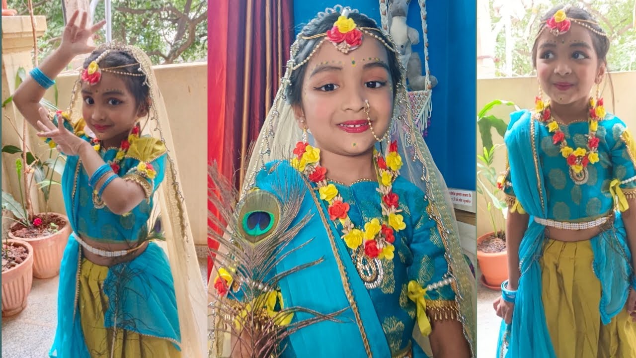 Radha makeup for school function /Janmashtami special look /RadhaMakeup ...