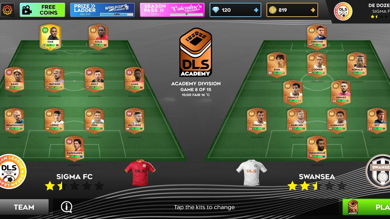 Hasil Bola - Sigma FC (6) vs Swansea City (0) (Dream League Soccer) # ...
