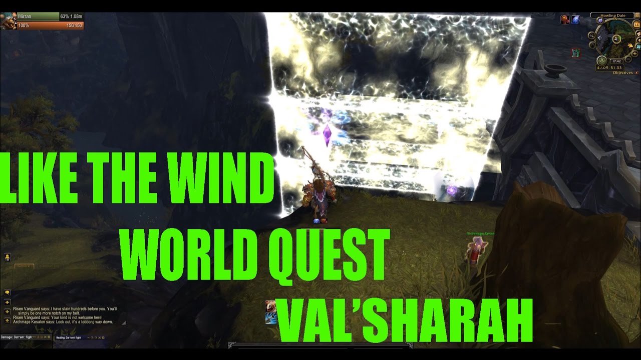 WoW Legion - Like The Wind World Quest Val'shara - YouTube