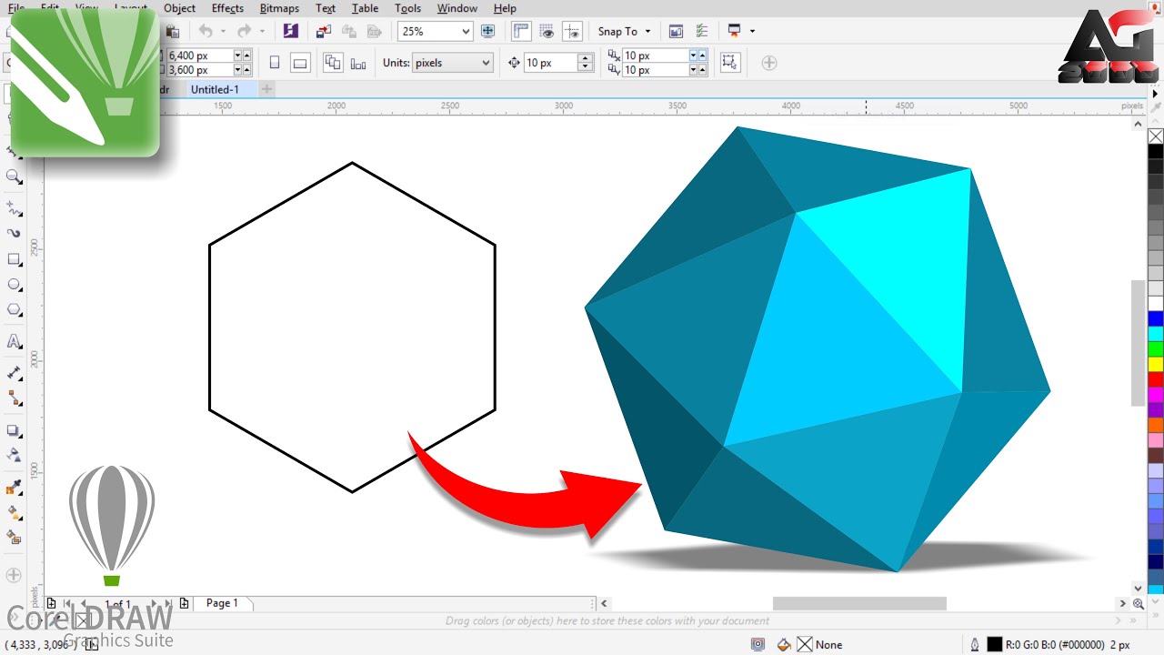 3D Polygon Vector Design in CorelDraw | Corel Draw Tutorial - YouTube