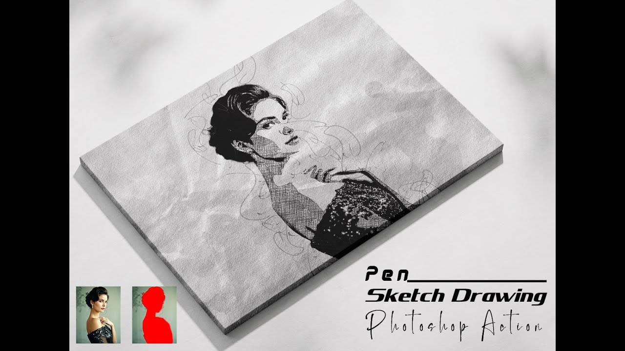 Pen Sketch Drawing Photoshop Action - YouTube