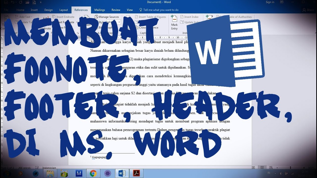 cara membuat footnote, footer, header di microsoft word - YouTube