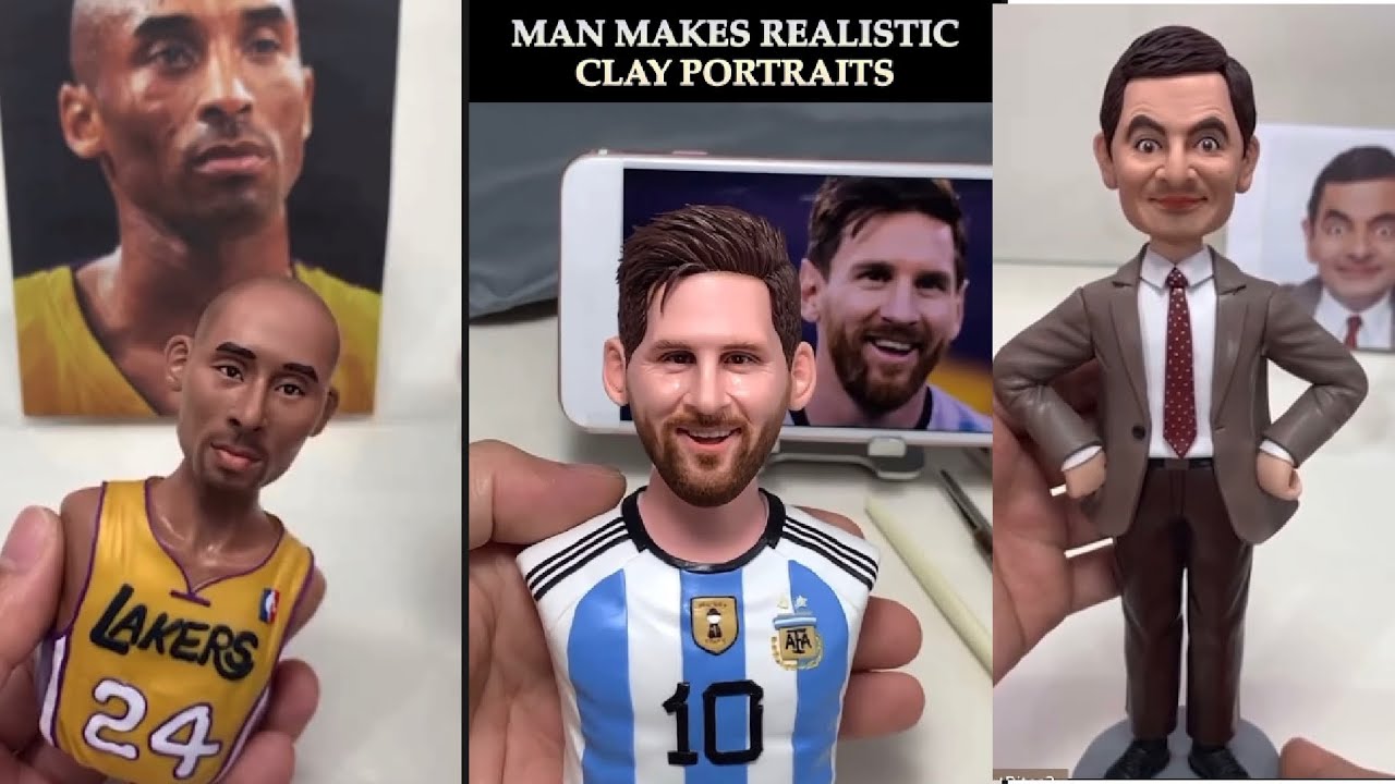 Man makes realistic “Lionel Messi” clay portraits // ShortBites2 - YouTube