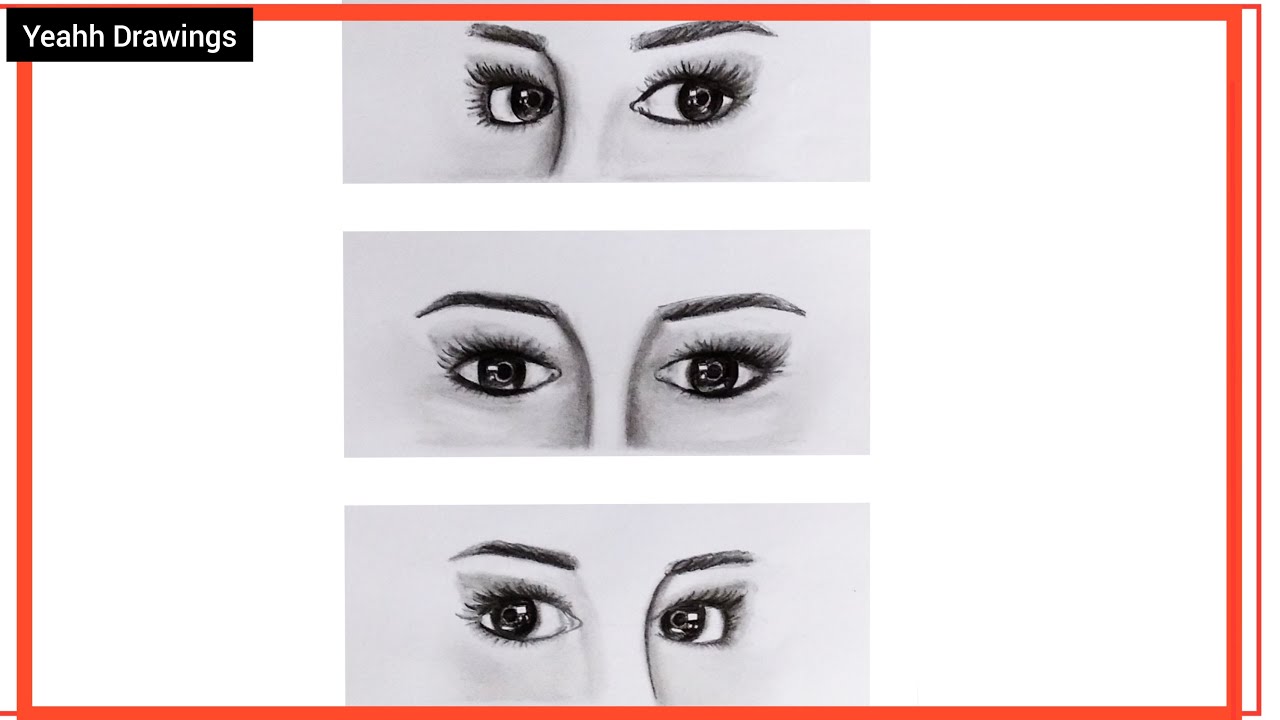 Eyes Drawing | easy eye drawing from different sides | Easy eye drawing ...