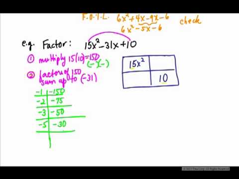 Factoring Trinomials by Tic Tac Toe method - YouTube