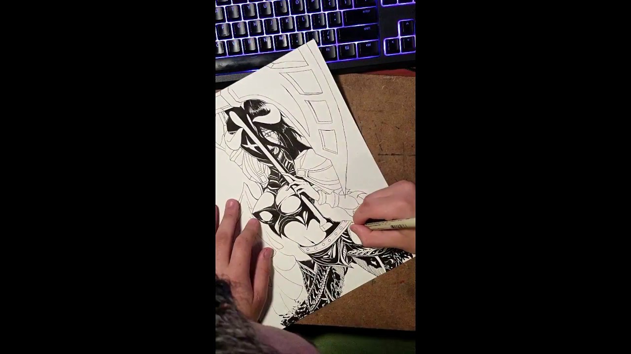 Drawing Albedo (Overlord) Inking - YouTube