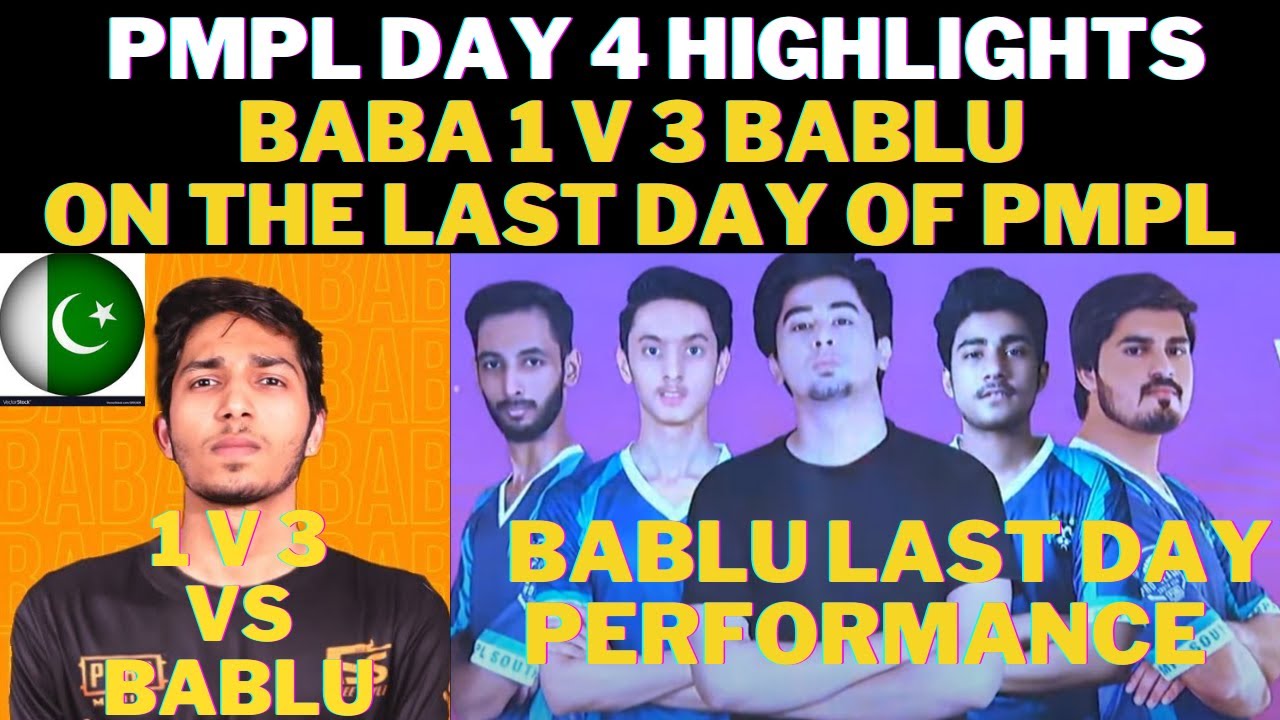 PMPL Day 4 highlights | Baba 1 v 4 Bablu | Team bablu chicken dinner ...