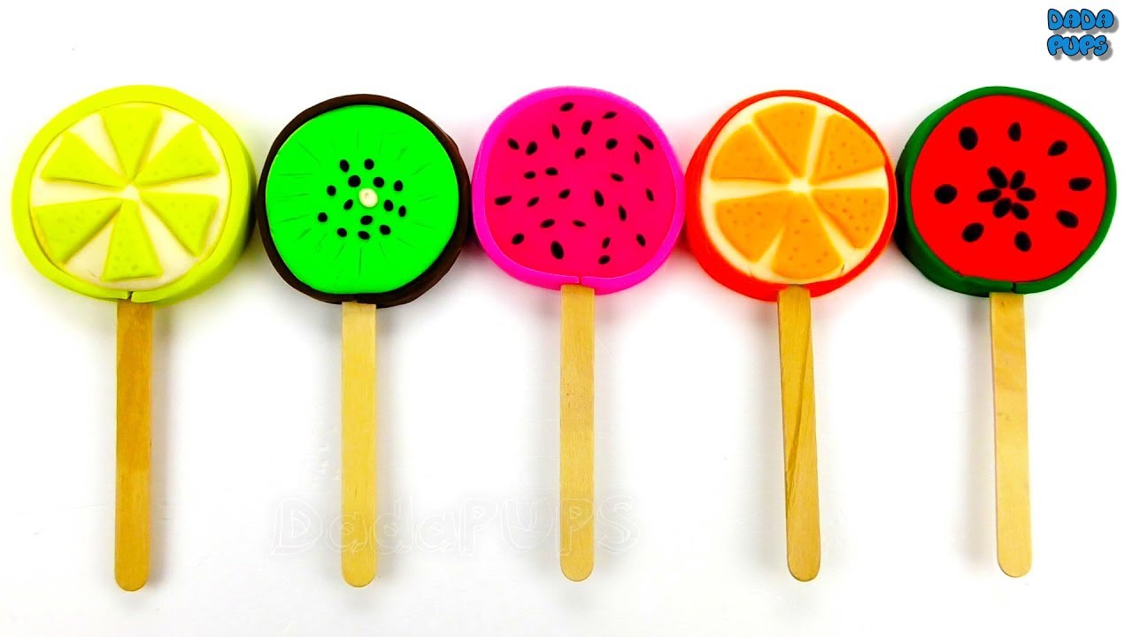 Learn Colors with Ice Cream Popsicles | Play Doh Fruits Lollipops | DIY ...