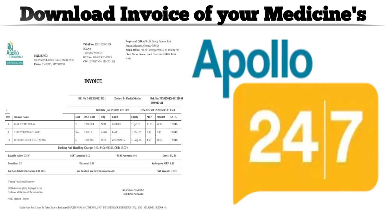 How to Download Invoice of Medicines Ordered from Apollo 247 App | Easy ...
