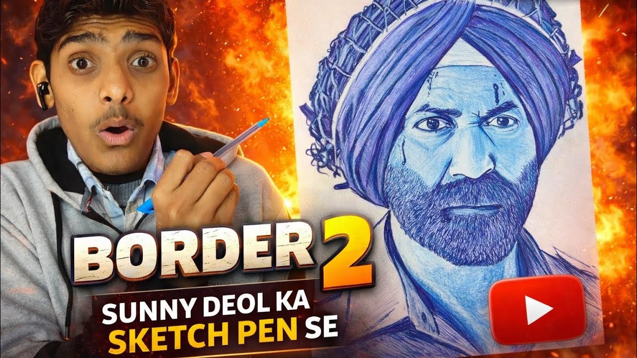 Border 2 | Sunny Deol ka Sketch Pen se 😱 | Realistic Drawing Vlog - YouTube