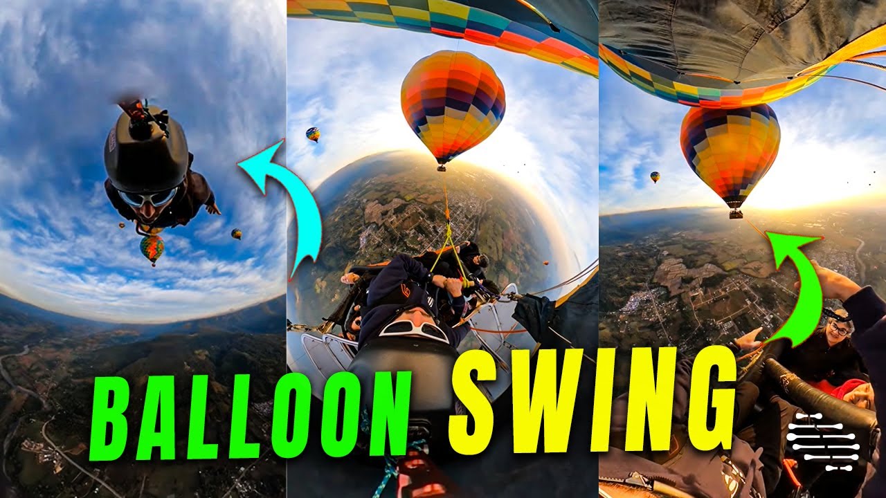 Parachutist Swings off an Air Balloon in a Mid-Air Maneuver - YouTube