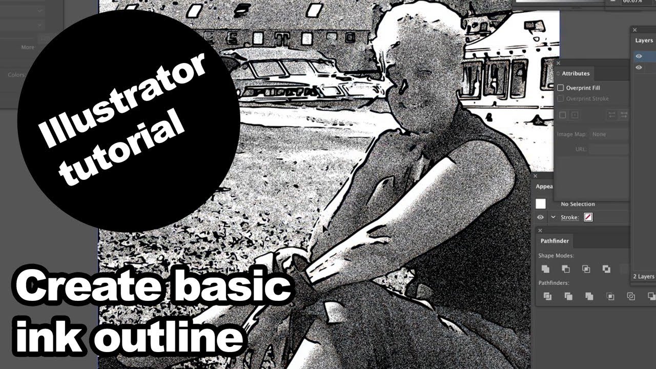 Illustrator : Ink outlines applied to images tutorial - YouTube