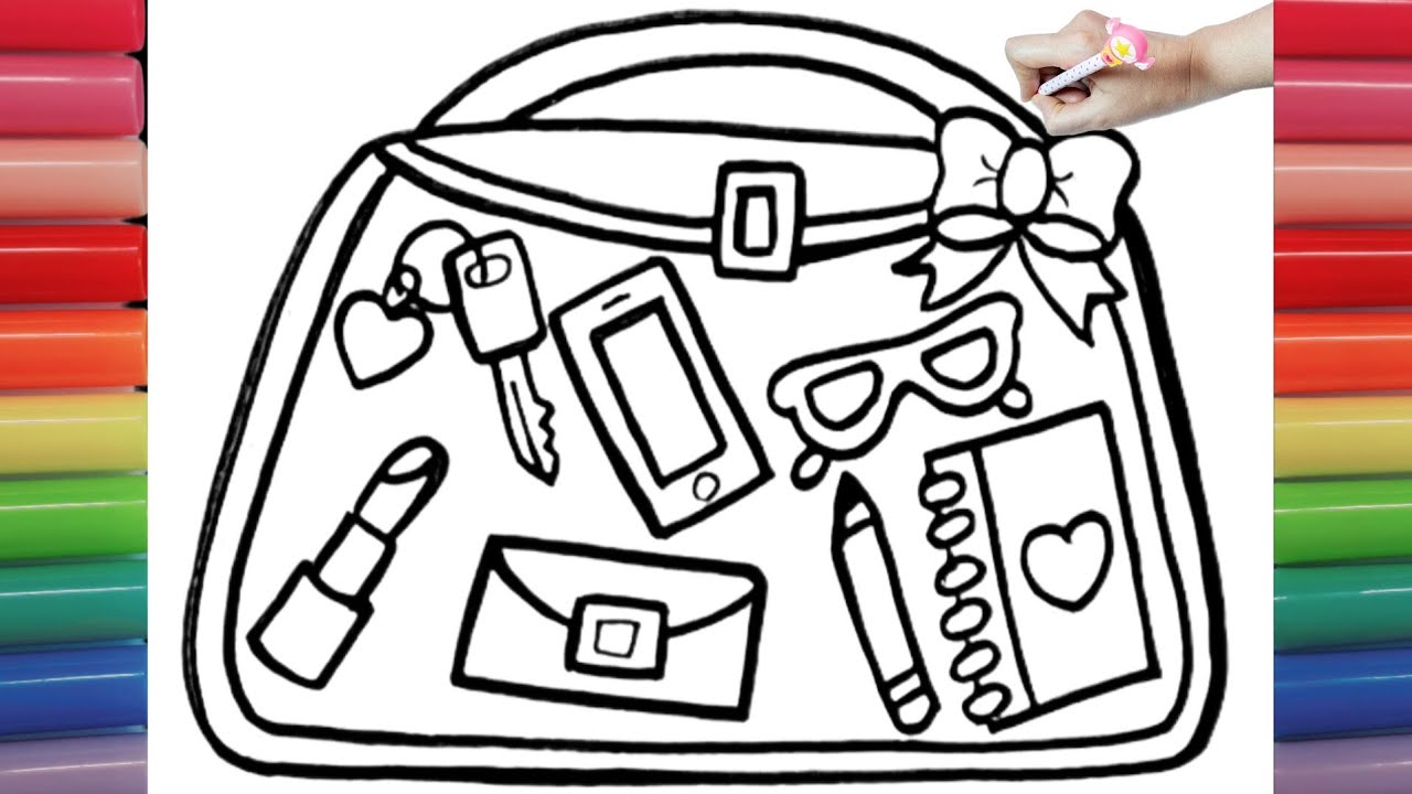 How to Draw a PURSE for Kids 💖💜💚Purse Drawing for Kids | Purse Coloring ...