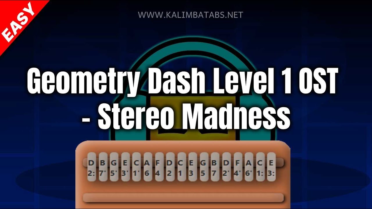 Geometry Dash Level 1 OST – Stereo Madness | Kalimba Tutorial & Tabs [EASY] - YouTube