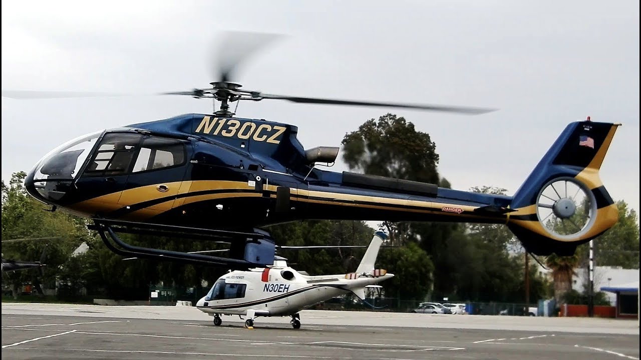 Airbus EC130 Executive Helicopter Start-Up, Takeoff & Landing VNY ...