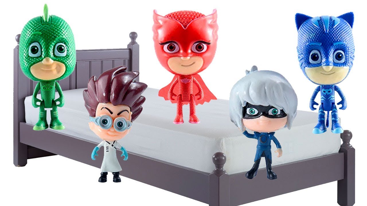 Five Little PJ Masks Jumping on the bed Nursery Rhyme for Kids | 파자마삼총사 ...