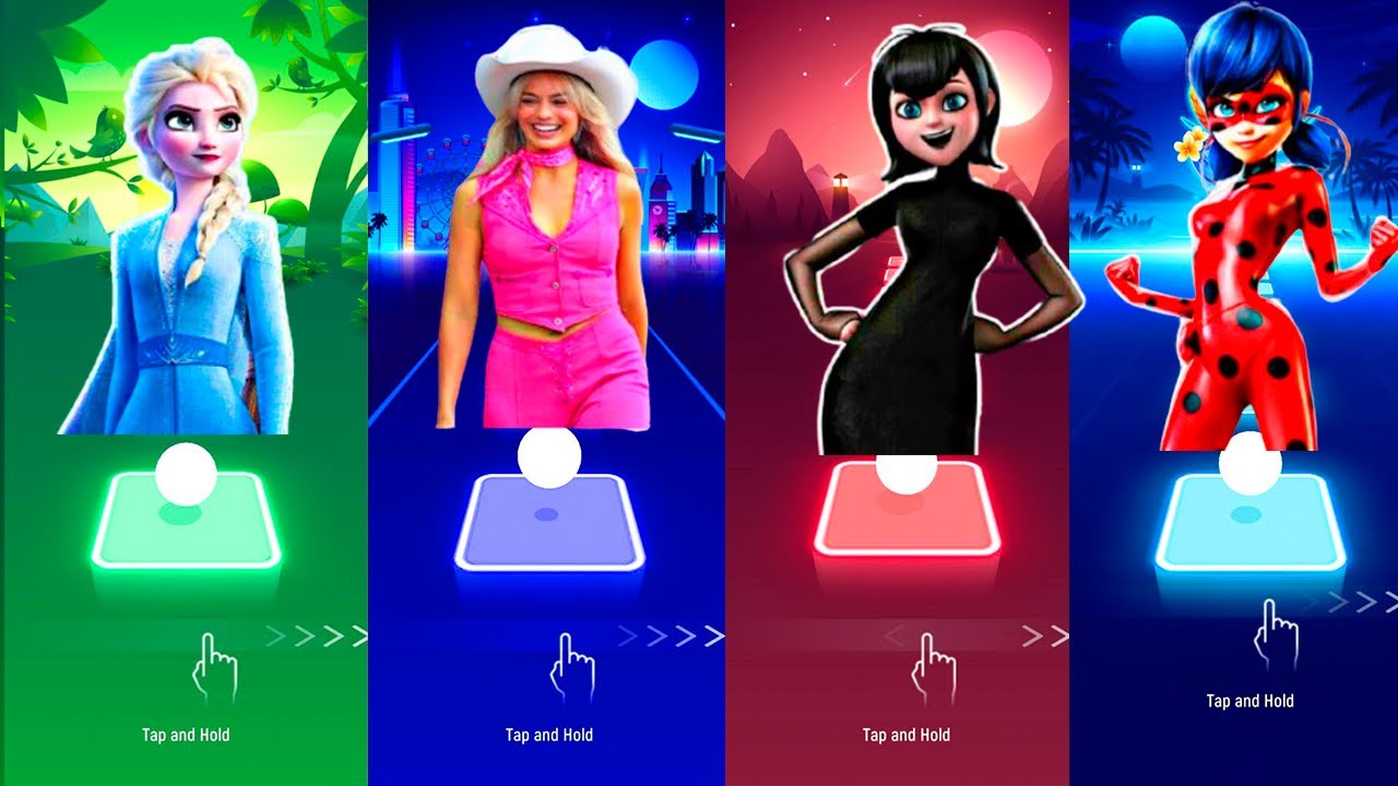 Elsa Frozen 🆚️ Barbie 🆚️ Mavis Dracula 🆚️ Miraculous Ladybug 🎶 Tiles ...