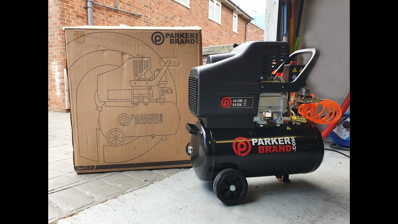 Parker Brand 24 Litre Air Compressor and Accessories | Unboxing | Set ...