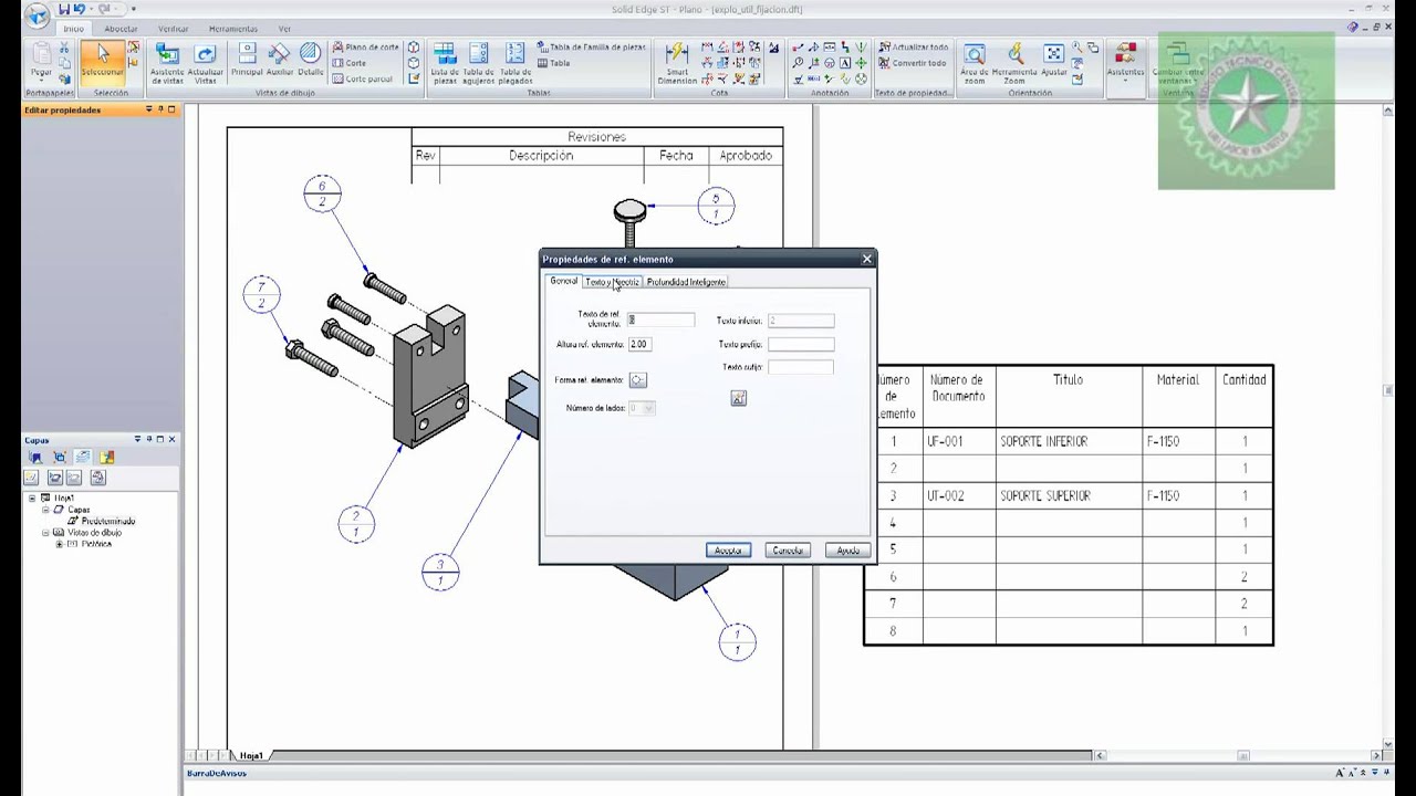 EXPLOSIONADO TABLA MATERIALES - SOLID EDGE - YouTube