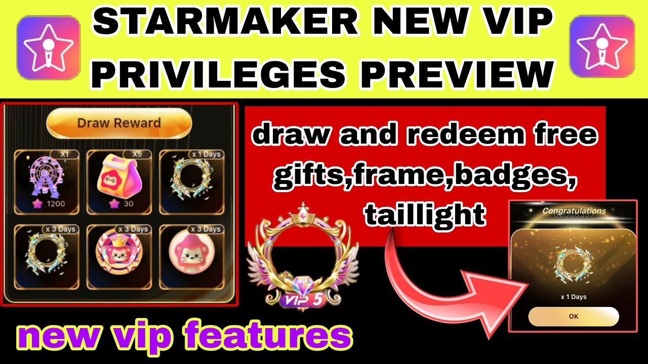 #starmaker NEW VIP PRIVILEGE PREVIEW | try VIP frames free | new VIP ...