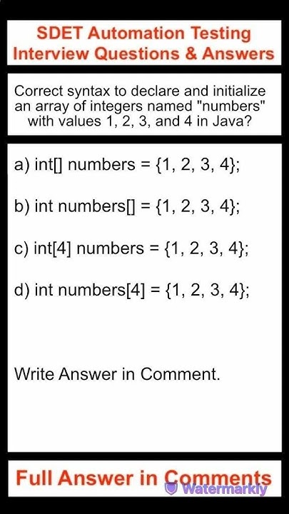 Correct Syntax To Declare And Initialize Array Of Integers Numbers With Values 1 2 3 And 4 In
