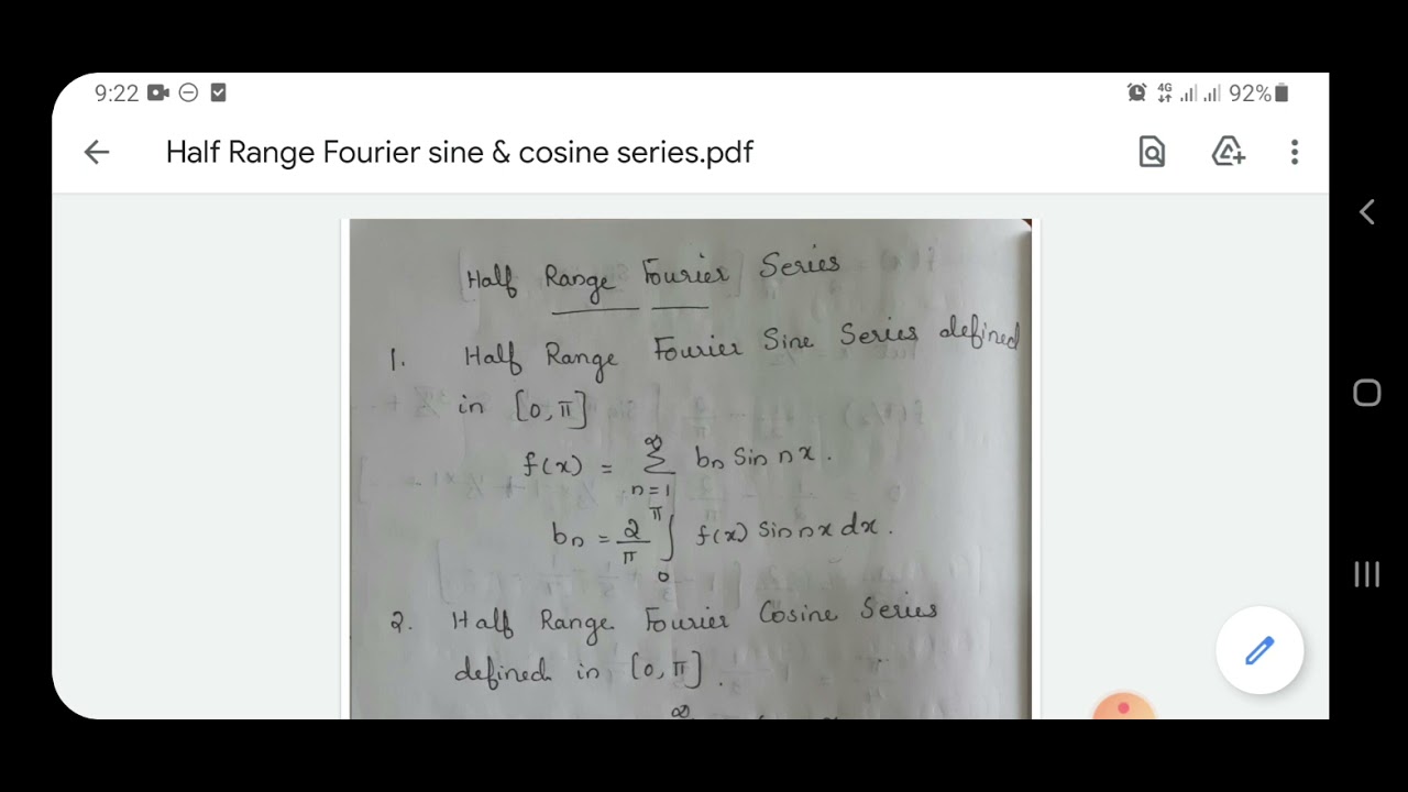 Half Range Fourier sine & cosine series - YouTube