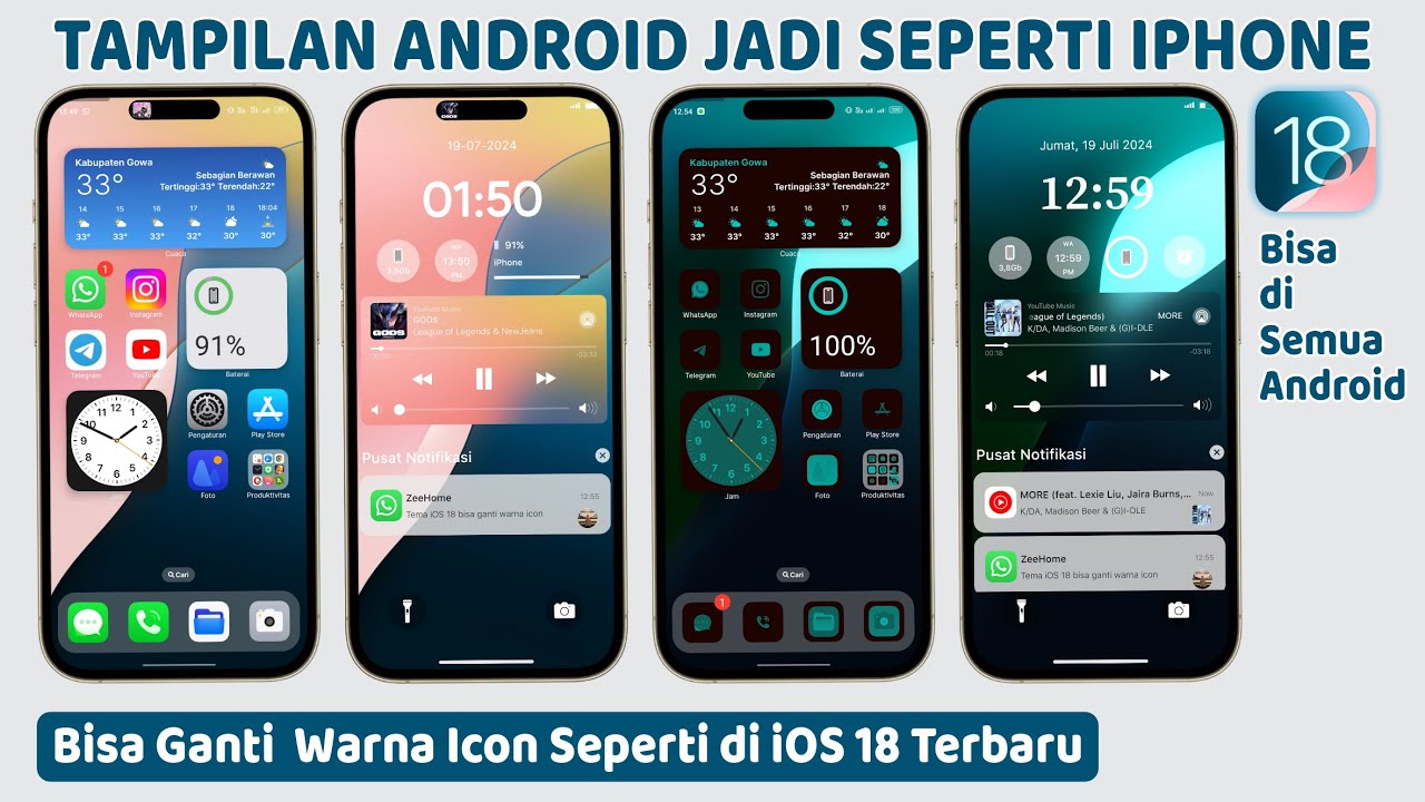 Cara Merubah Tampilan Android Menjadi iPhone iOS 18 Terbaru 2024 ...