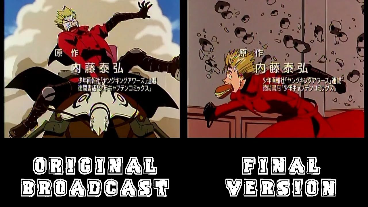 Trigun episodes 1 & 2 Original Broadcast OP vs. Final Comparison - YouTube