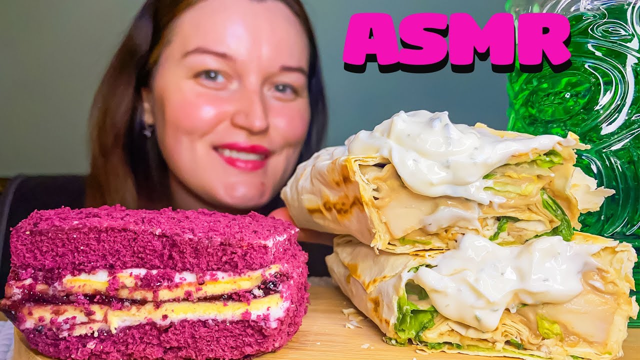 ASMR Eating Chicken Roll & Cake (NO TALKING) EATING SOUNDS |ASMR ...