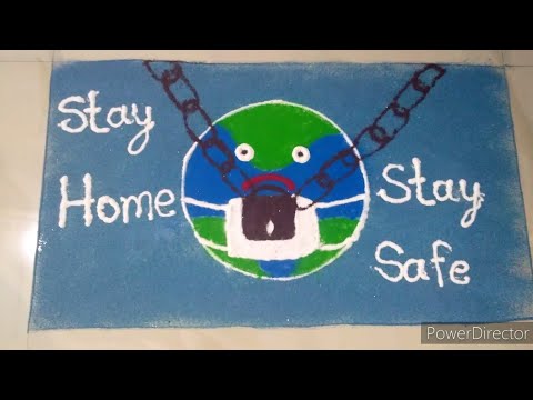 Corona awareness rangoli,stop corona rangoli,easy drawing corona,stay ...