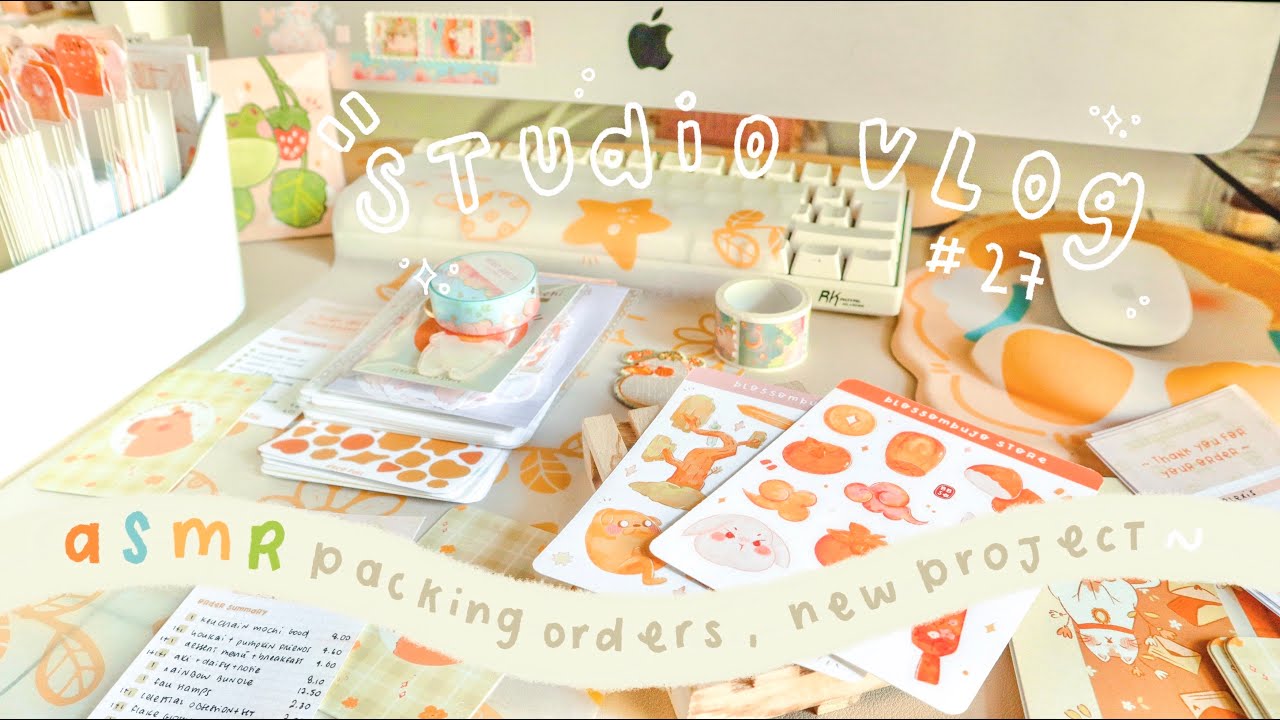 studio vlog 27 small business life ⎜⎜ asmr packing orders, sticker shop ...