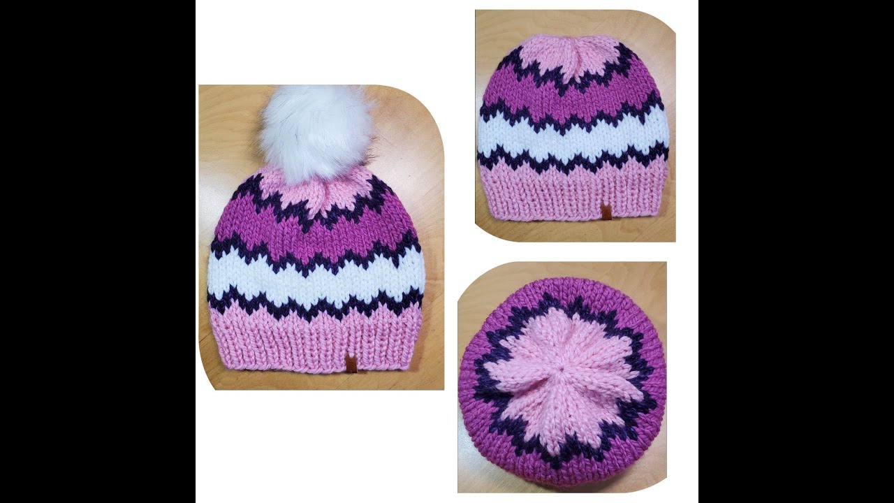 How to knit beautiful color work hat #knitting - YouTube