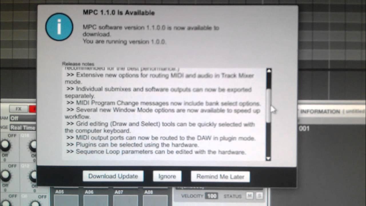 mpc renaissance software update 1.1 - YouTube