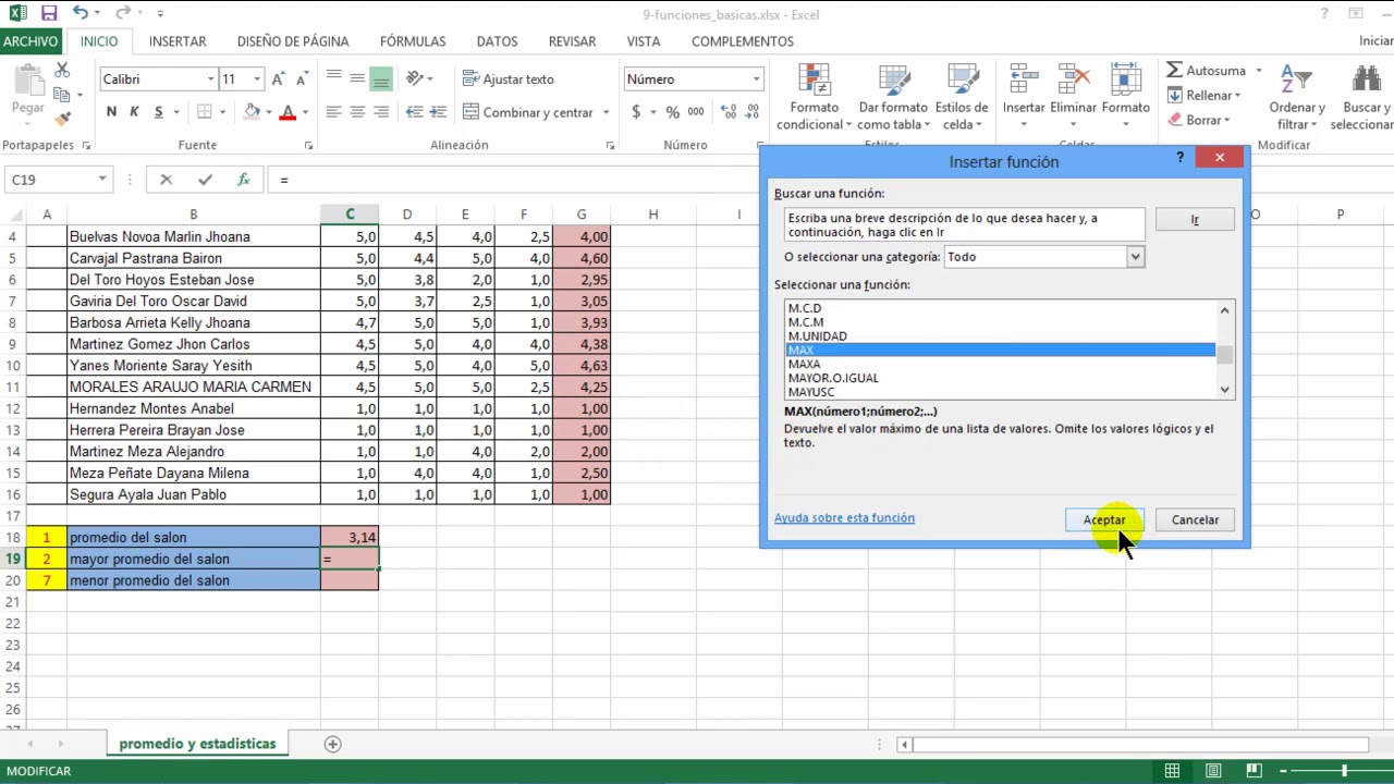 Función MÁX y MÍN en Excel - YouTube