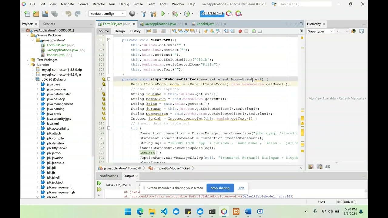 Aplikasi Java (CRUD) Sistem Pembayaran SPP Menggunakan NetBeans IDE dan MySQL Database - YouTube