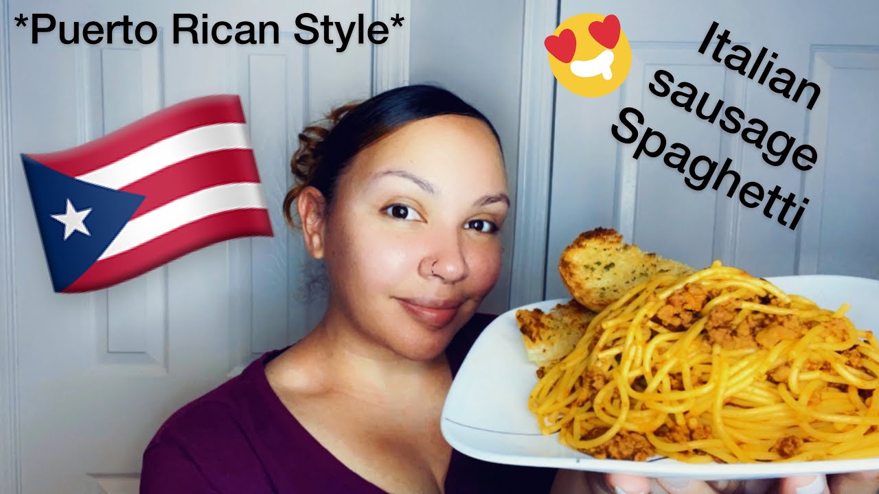 EASY **PUERTO RICAN ITALIAN SPAGHETTI** | HOME MADE GARLIC BREAD ...