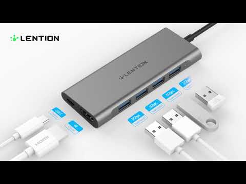 LENTION USB-C Multi-Port Hub with 4K HDMI Output, 4 USB 3.0, Type C ...