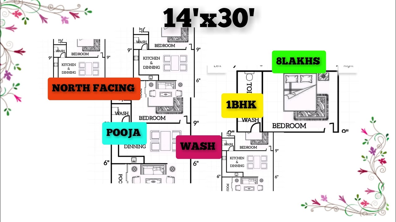 14x30 | 1BHK | House Plan | North Facing | 8Lakhs Only!!!! # ...
