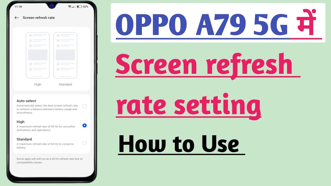Oppo A79 5G Mein Screen Refresh Rate Setting Kaise Kare | screen scroll ...