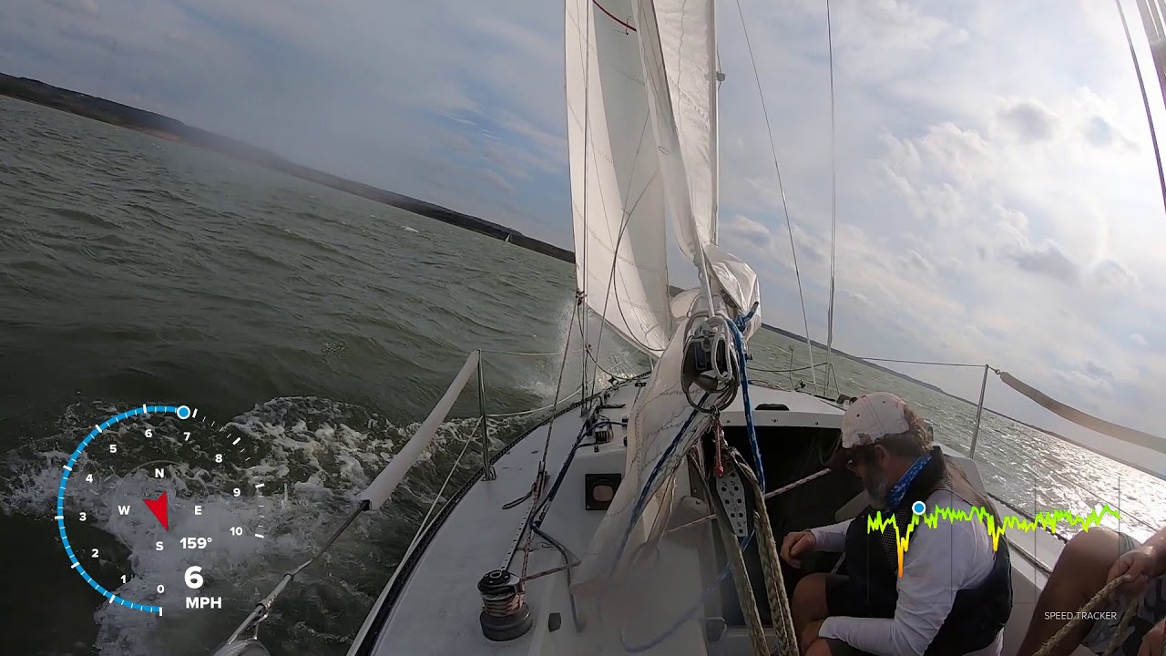 Olson 25 double reef 20-30knts - YouTube