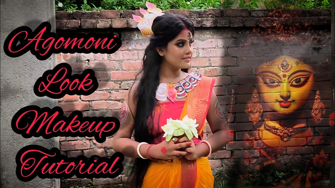 Agomoni Look(Durga Maa)2k22😍||Agomoni look makeup tutorial..💄// আগমনী ...