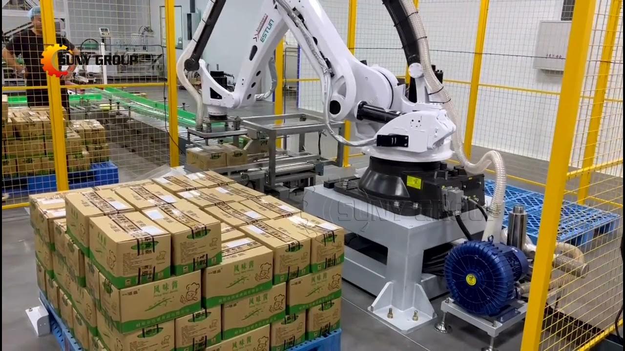 Fully Automatic Robot Palletizing System--Suny Packing - YouTube